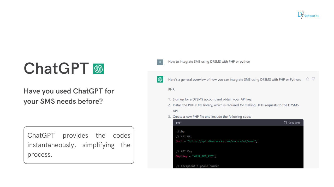 Automate customer interactions using ChatGPT with the SMS API |D7 Networks